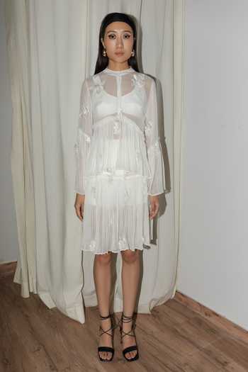 Buy White 50% Viscose + 50% Cotton And 100% Rayon Micro Pleated Fan ...