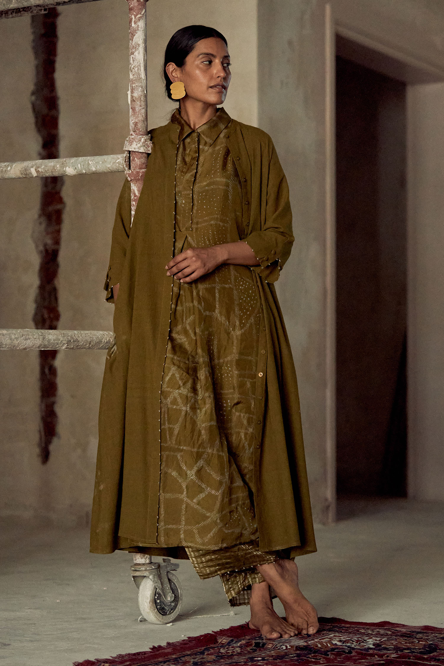 Buy Green Matka/mulberry Silk Printed Manyu Kurta Set With Wouri Jacket ...