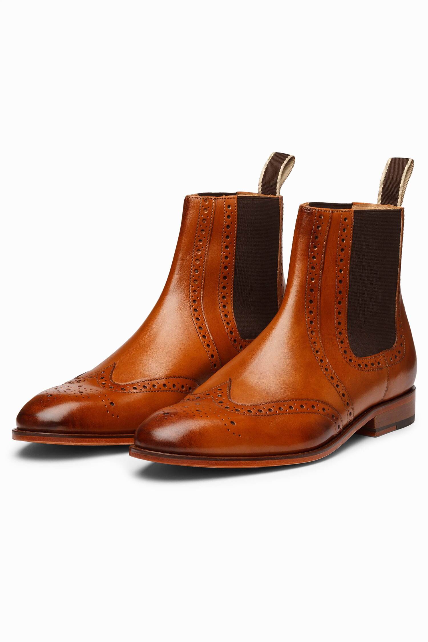 Buy Brown Chelsea Brogue Wingtip Boots For Men by 3DM LIFESTYLE Online ...