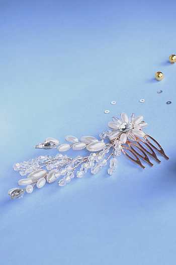 Buy Mini Push Through Floral Hair Pin by ELAA at Aza Fashions