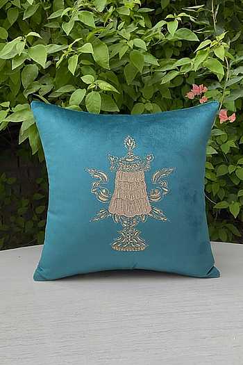 Buy The Buddhist Symbol of Austerity Dhvaja Embroidered Cushion Cover ...