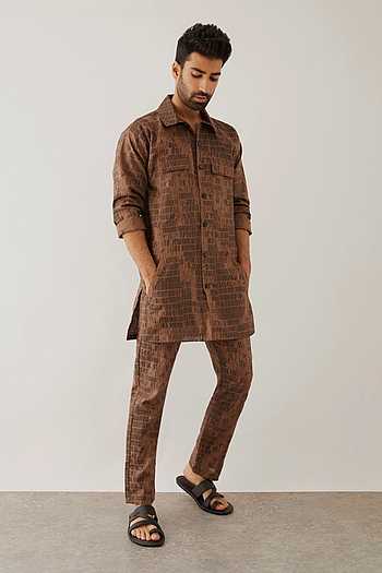 Buy Brown Linen Seri Dominos Shirt For Men by Son of A Noble Snob ...