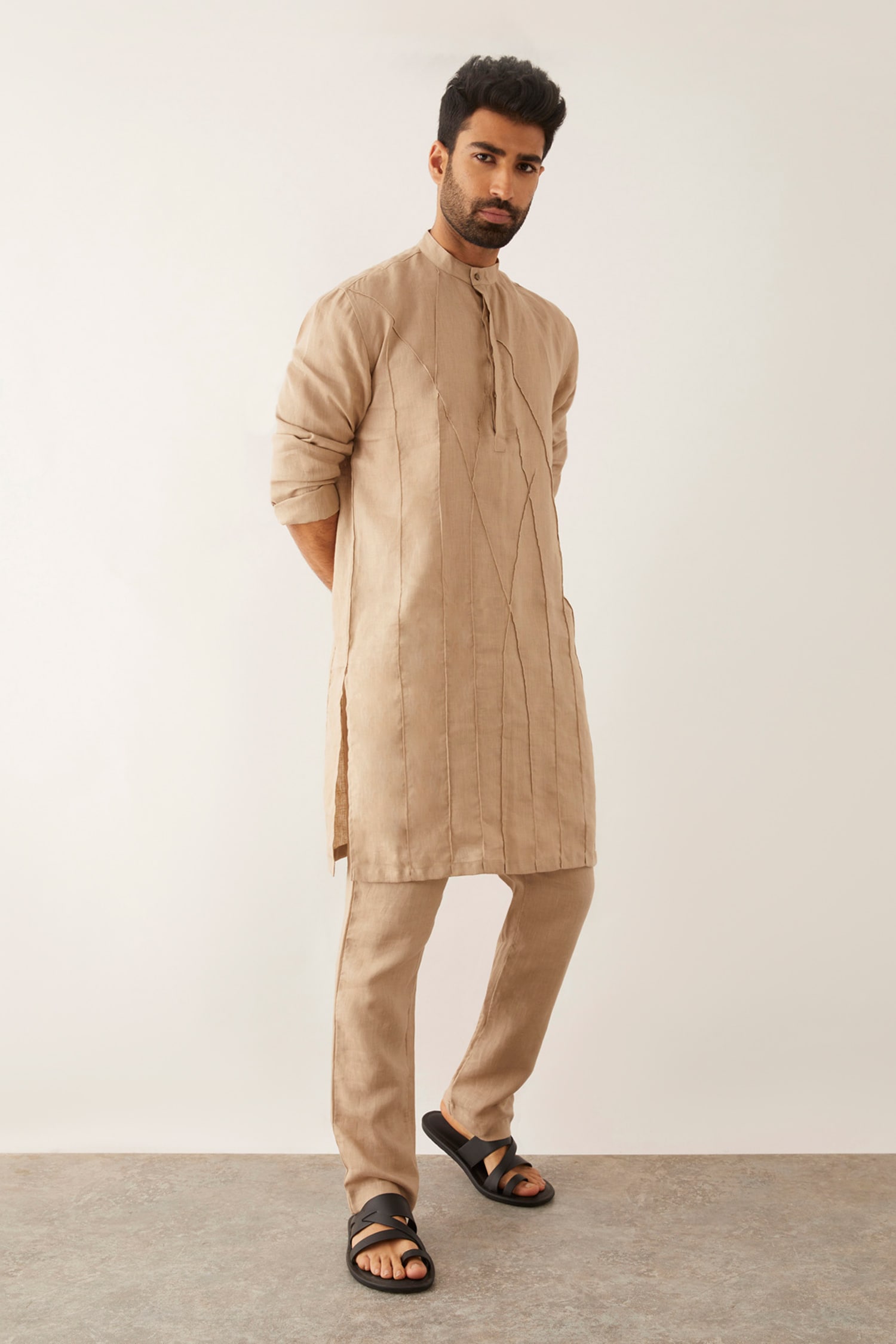 Buy Stela Linen Textured Kurta Set by Son of A Noble Snob at Aza Fashions