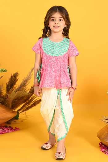 Buy Bandhani Pattern Jhabla & Dhoti Pant Set by Saka Designs at Aza ...