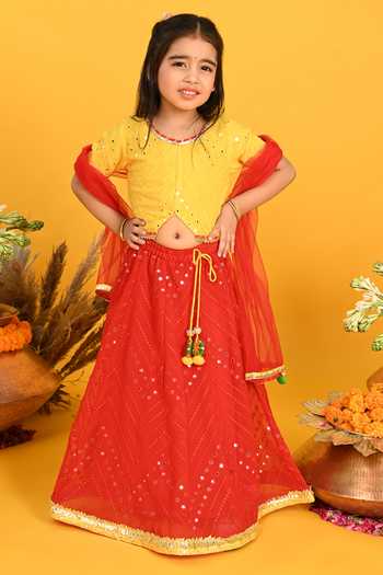 Buy Saka Designs Embroidered Blouse Lehenga Set For Girls Online | Aza ...