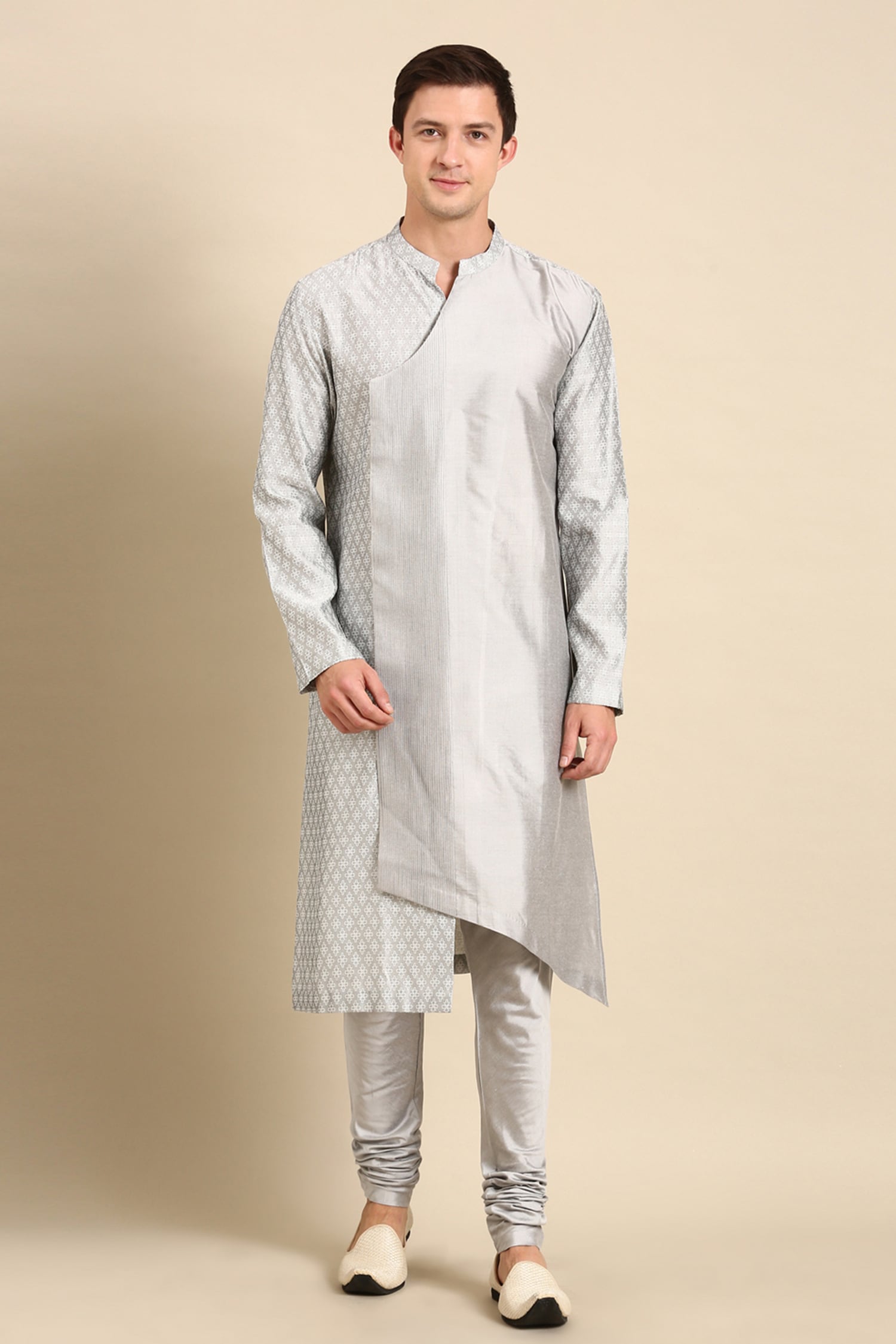 Buy Asymmetric Overlap Kurta Set by Mayank Modi - Men at Aza Fashions