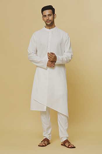 Buy White Cotton Solid Tatvam Jun Kurta And Pyjama Set For Men by Aham ...