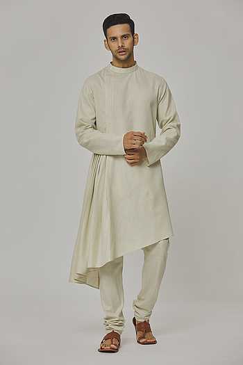 Buy Cream Cotton Solid Tatvam Kiyoshi Kurta And Pyjama Set For Men by ...