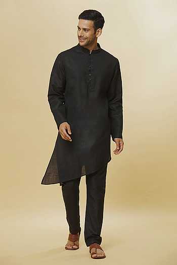 Buy Black Cotton Tatvam Harshit Kurta And Pyjama Set For Men by Aham ...