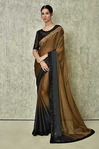 Buy Floral Border Shaded Saree With Blouse by Samyukta Singhania at Aza ...