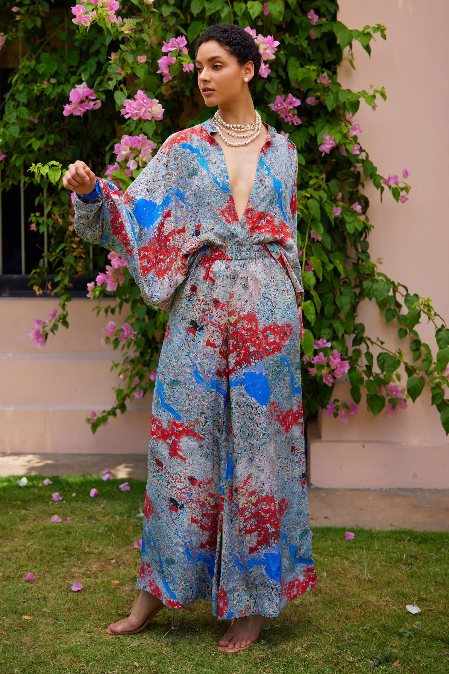 Buy Multi Color Cdc Printed Kera Band Collar Dawn Shirt And Pant Set ...