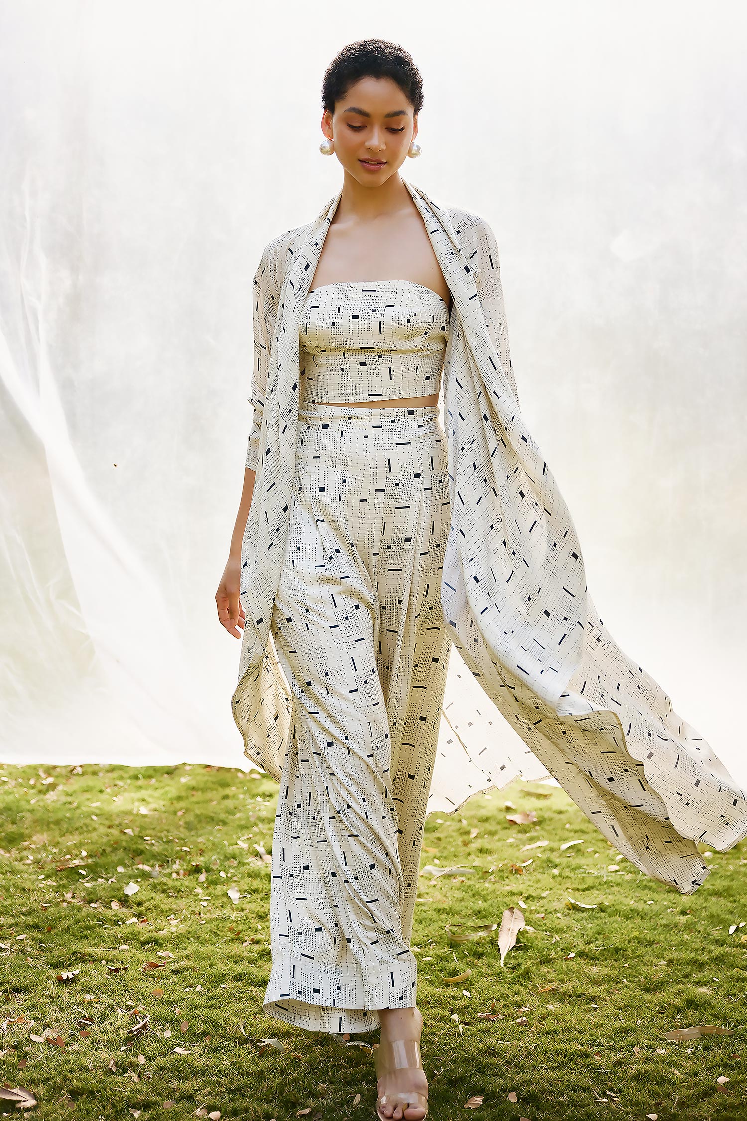 Buy Nouria by Dipti Advait Beige Cdc Itu Ngeo Print Jacket Pant Set ...