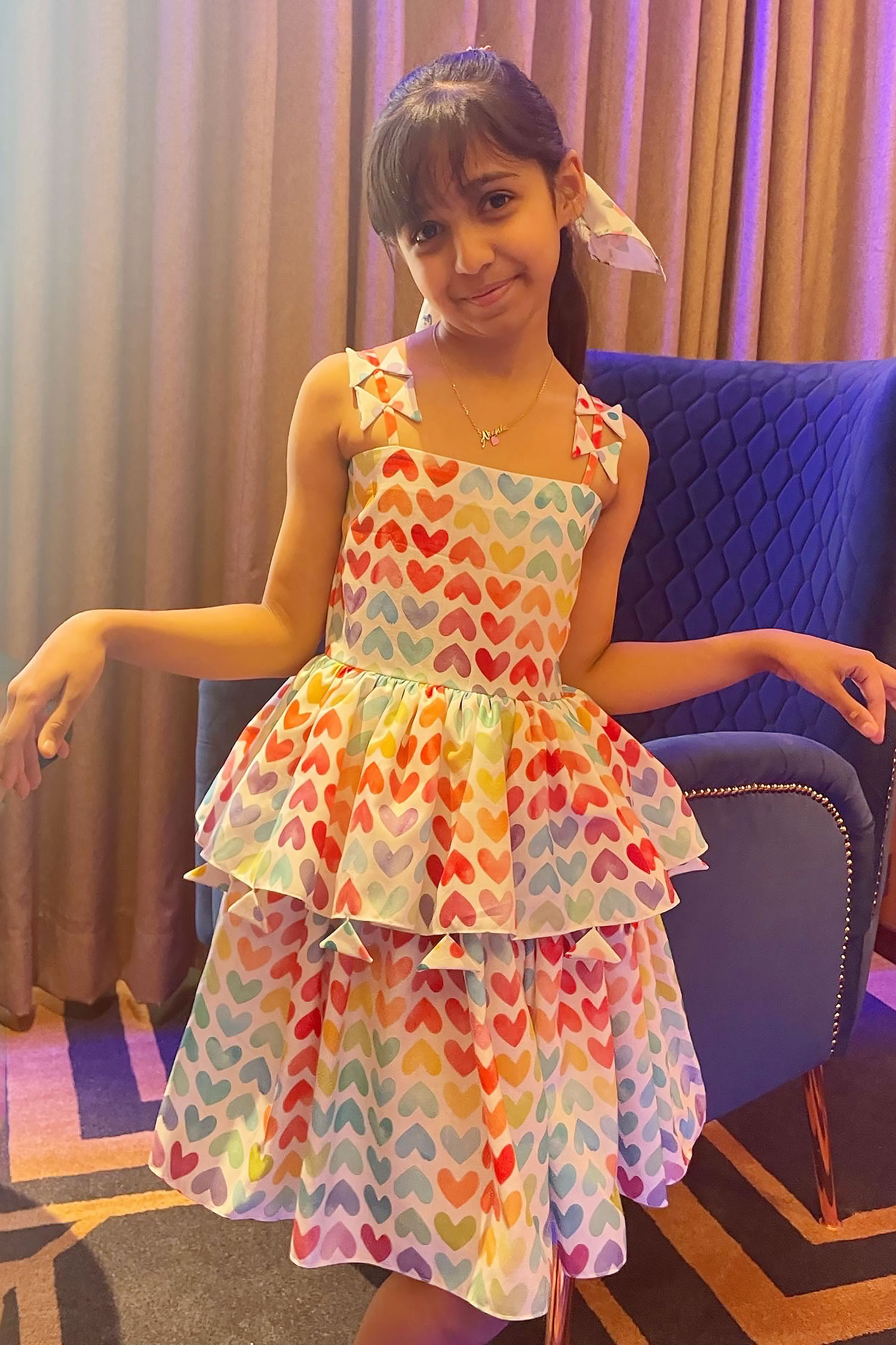 Buy Pa:Paa Red Heart Print Cotton Dress For Girls Online | Aza Fashions