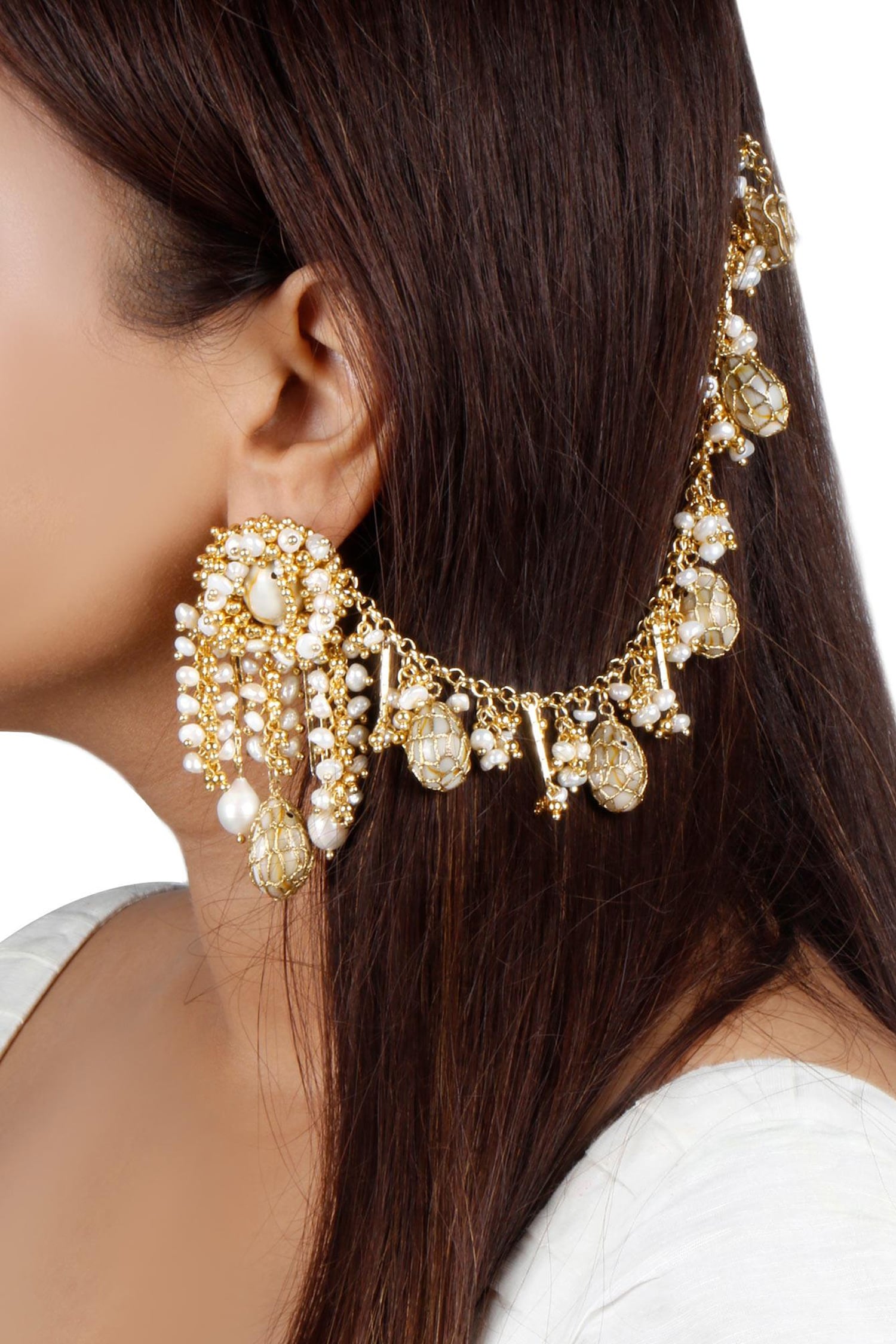 Buy Gold Plated Pearls Paraman Chandelier Earrings by Vaidaan Online at ...