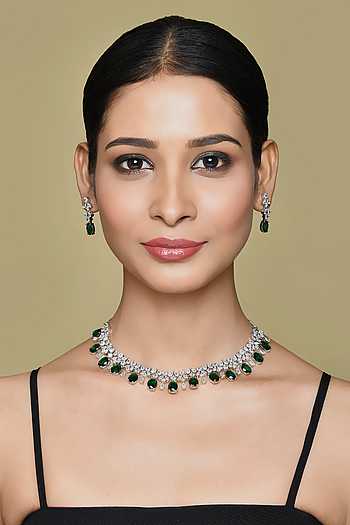 Buy Nayaab by Aleezeh Geometric Pattern Necklace Jewellery Set Online ...