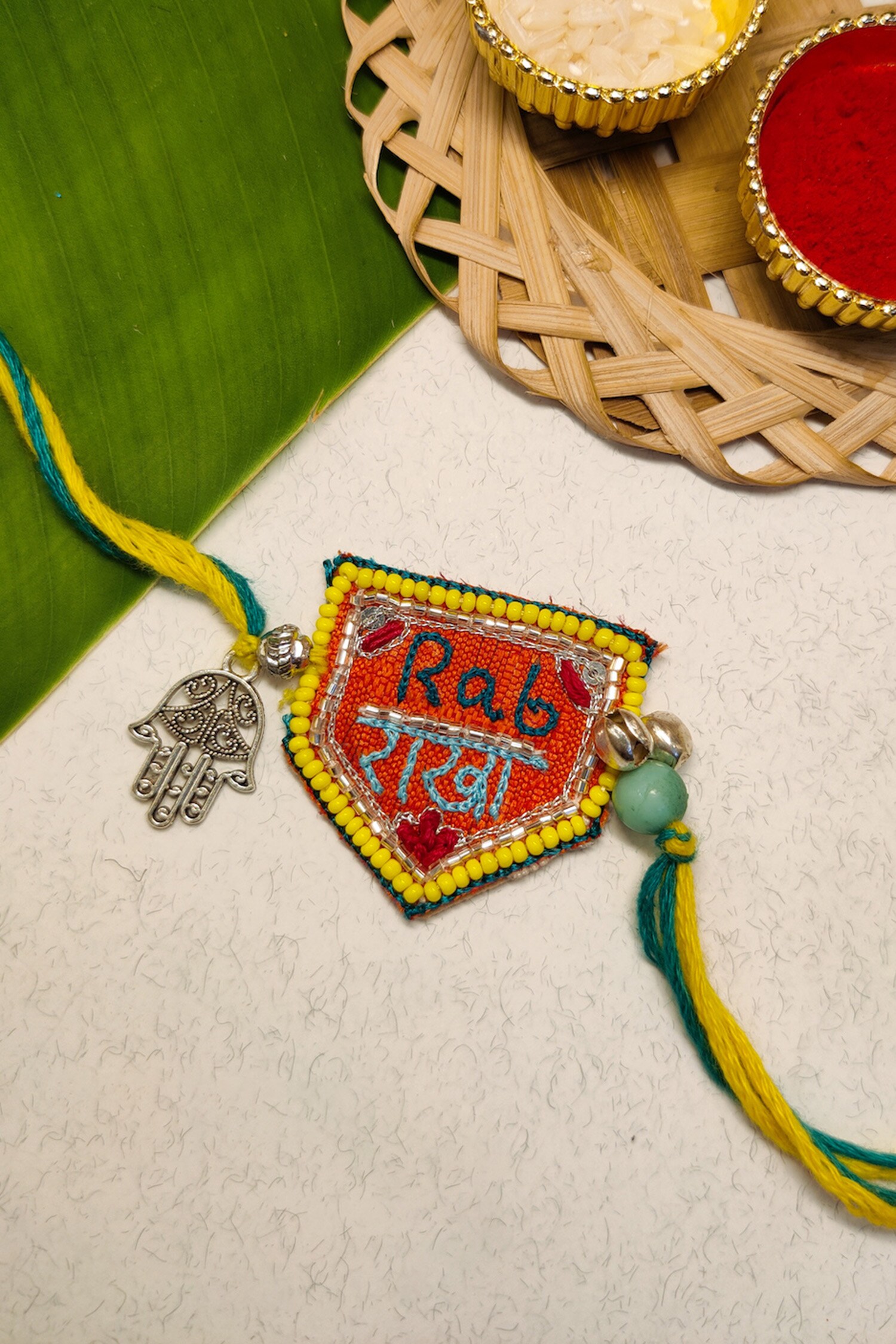 Buy Around Always Rab Rakha Embroidered Rakhi Online | Aza Fashions