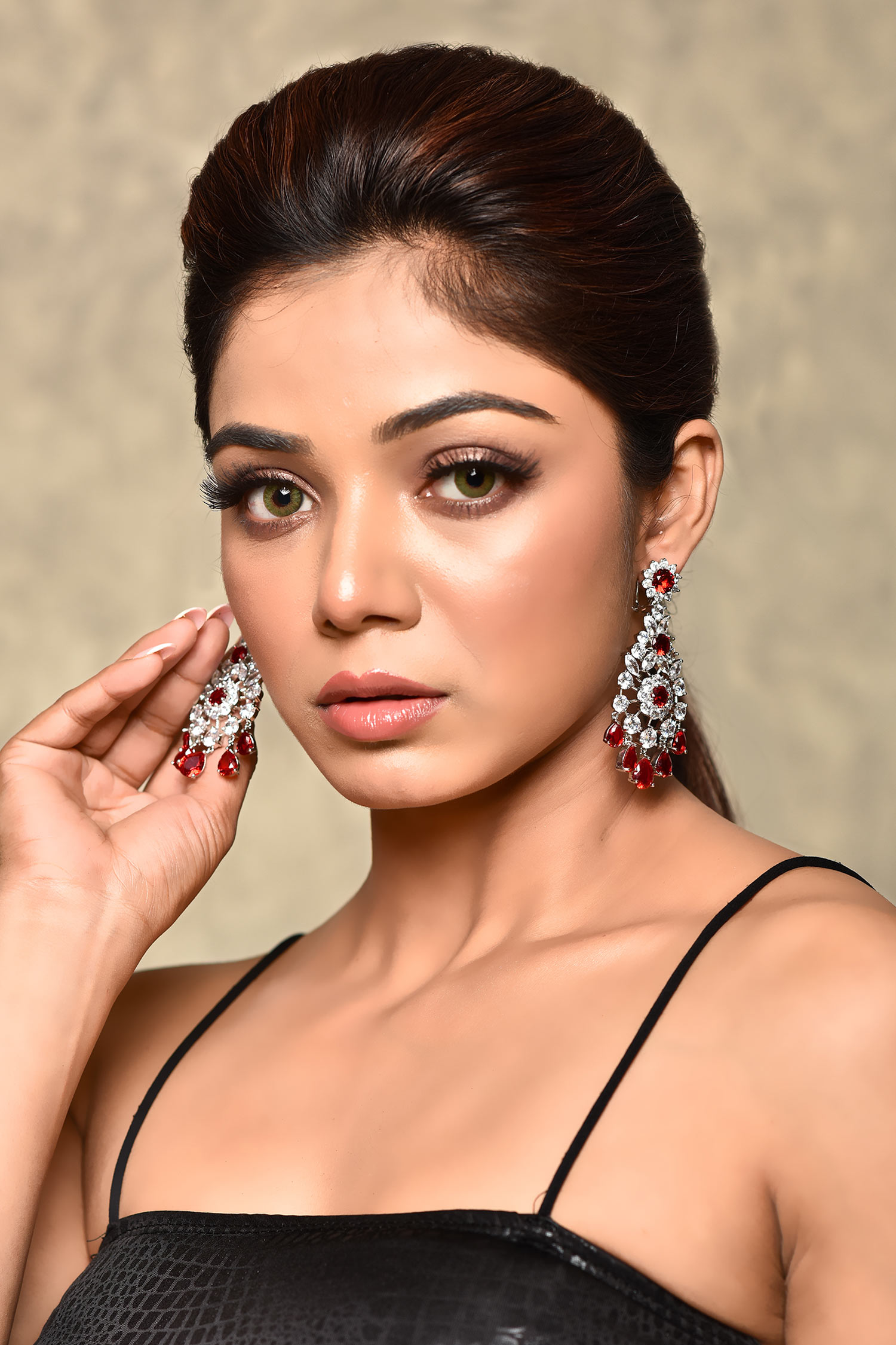 Buy White American Diamond And Semi Precious Stones Embellished Dangler ...