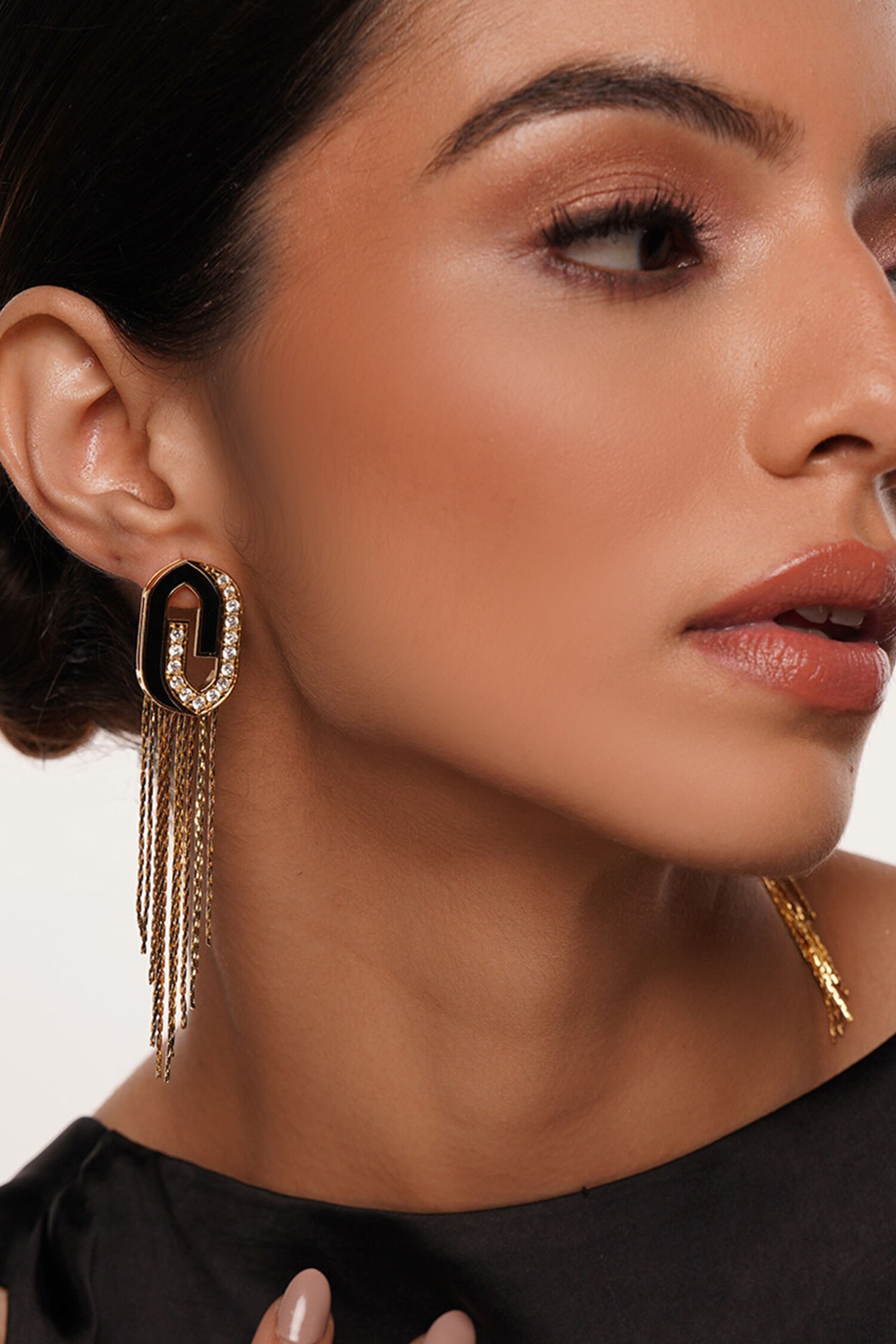 Buy Multi Color Embellished Just Jamiti Art Deco Tassel Earrings by ...