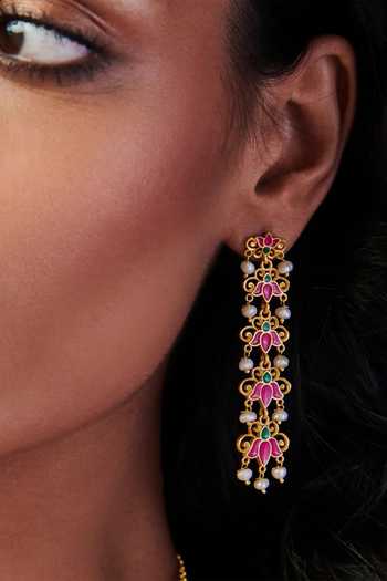 Buy Zariin Lotus Garden Dangler Earrings Online | Aza Fashions