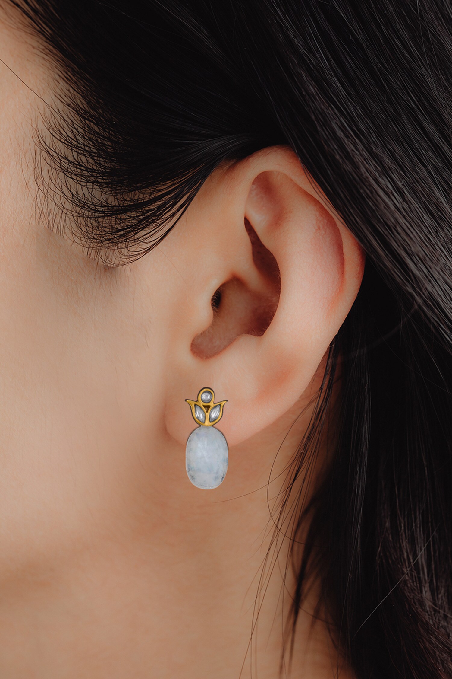 Buy Neeta Boochra Moonstone Drop Earrings Online | Aza Fashions