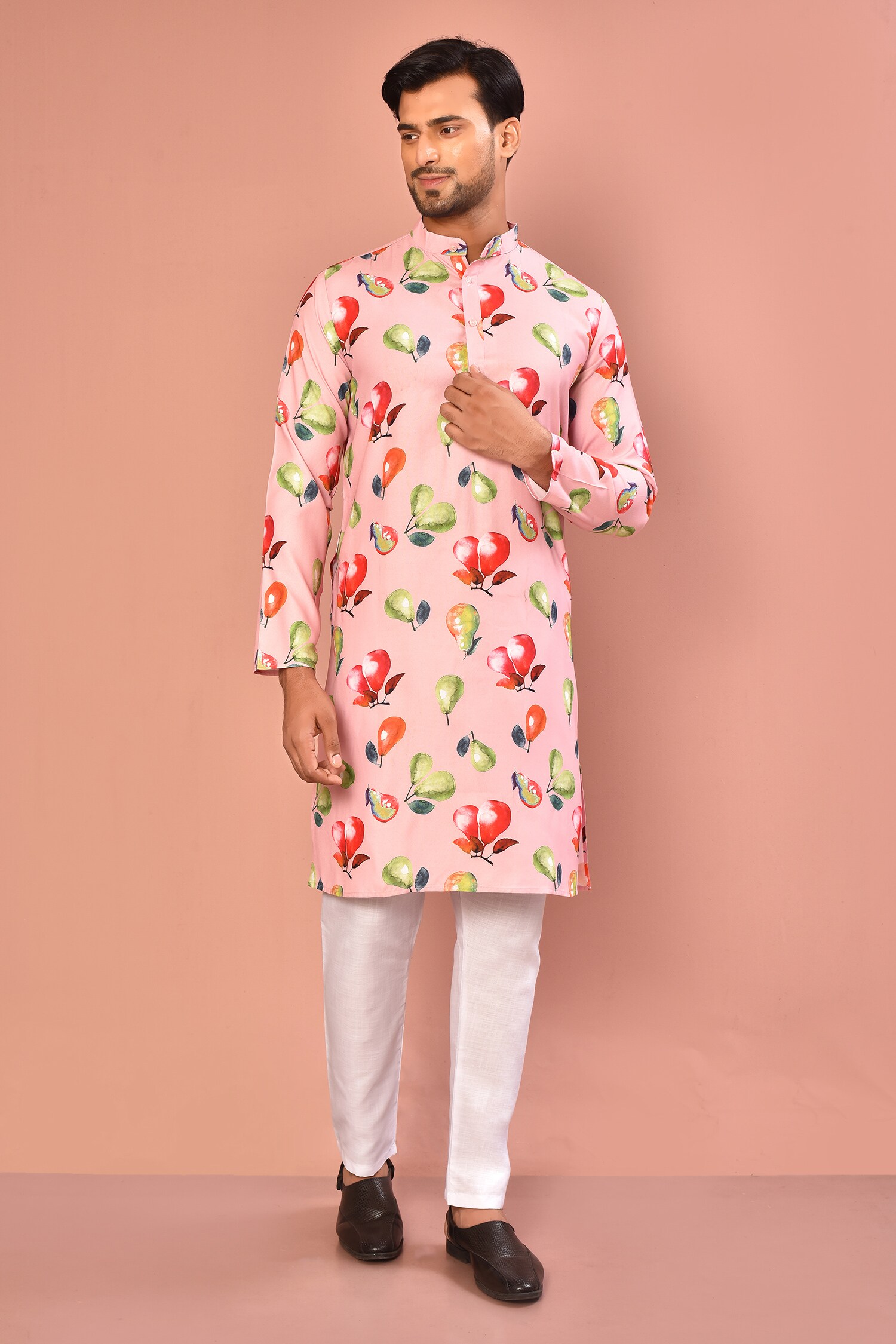 Buy Arihant Rai Sinha Multi Color Cotton Blend Fruit Print Kurta With Pant Online | Aza Fashions