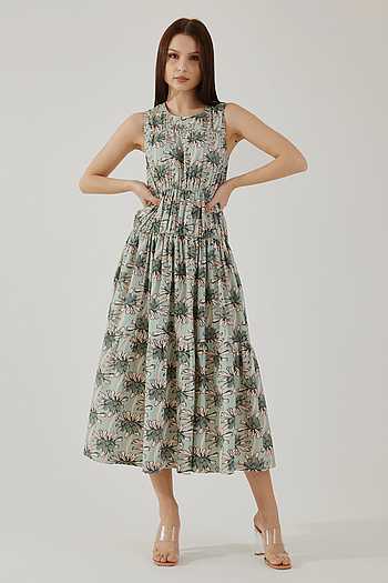 Buy KoAi Green Floral Pattern Dress Online | Aza Fashions