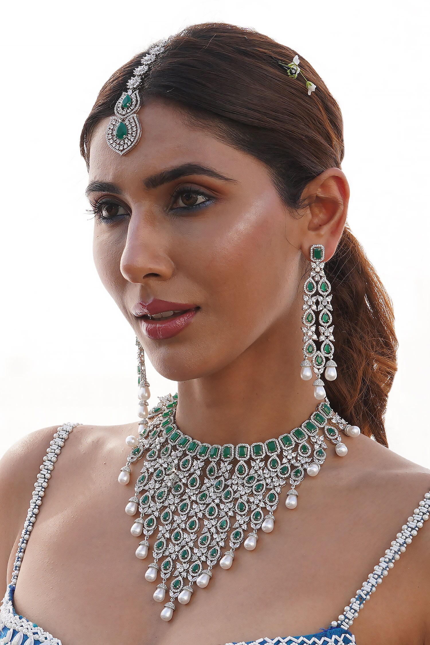 Buy Ekathva Jaipur Taabir Waterfall Stone Embellished Necklace ...