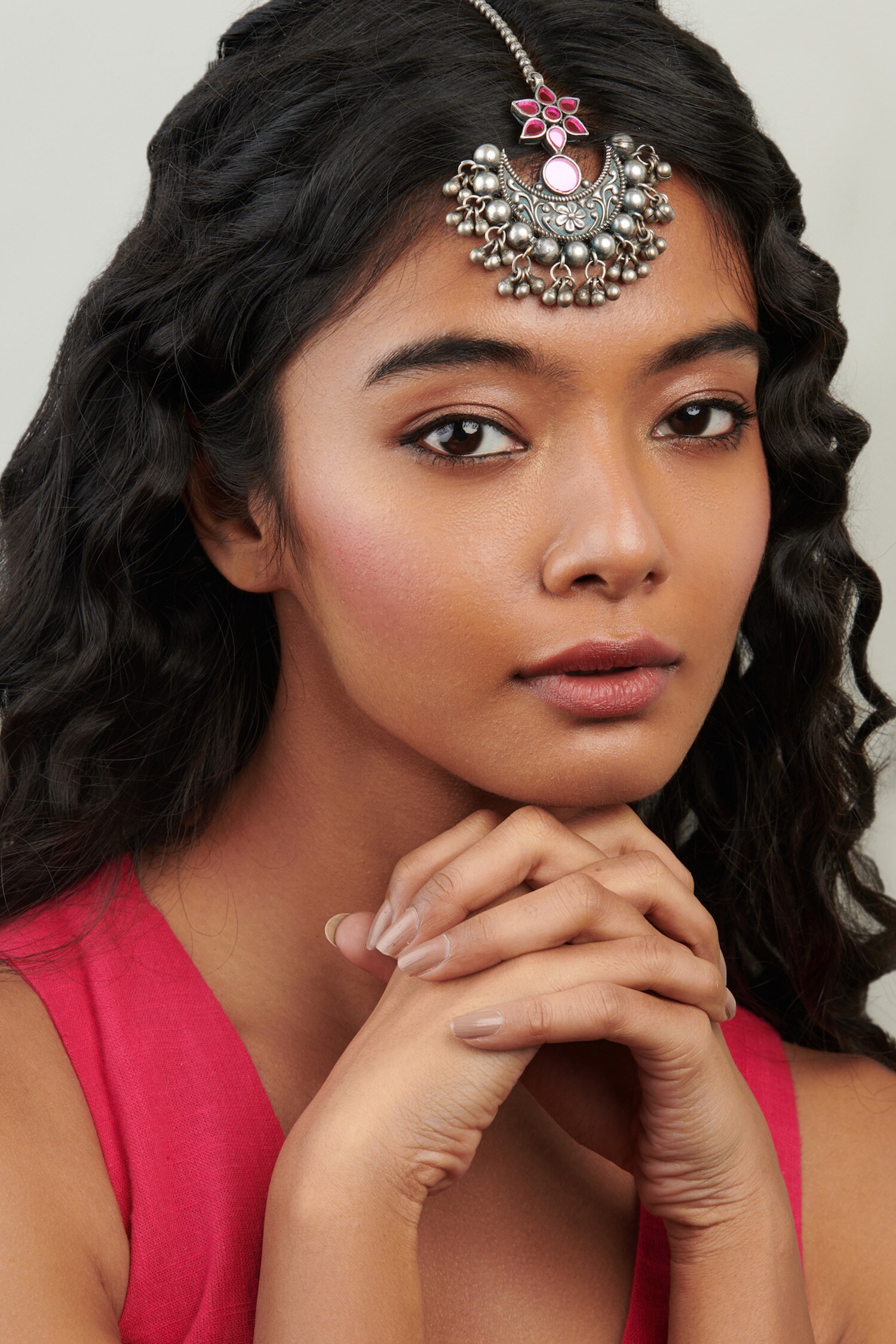 Buy Curio Cottage The Gypsy Mirror Embellished Maangtikka Online | Aza ...