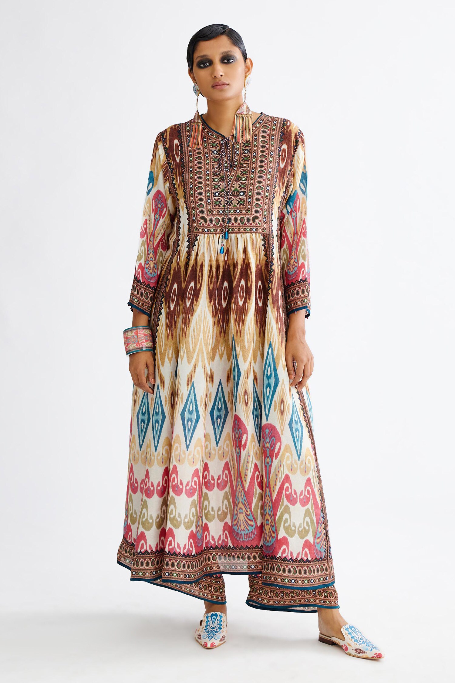 Buy Rajdeep Ranawat Multi Color Anisha Silk Printed Anarkali Online ...