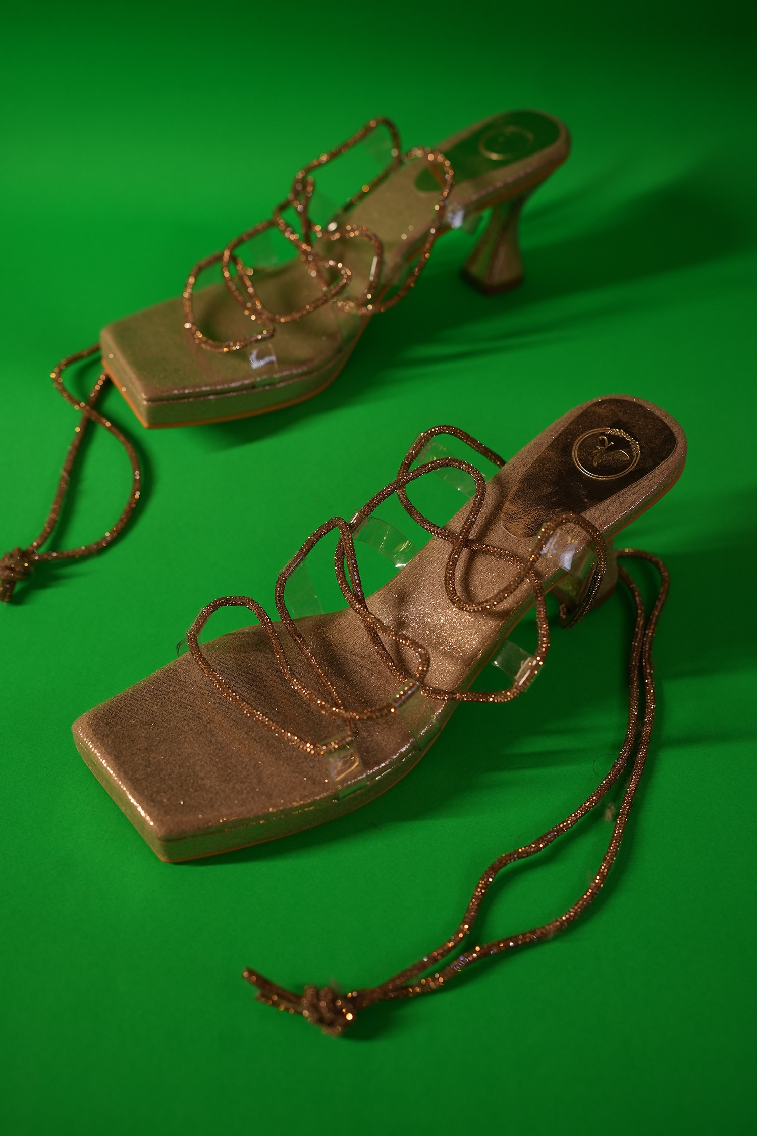 Buy Gold Stone Embellished String Strapped Heels by Sana K luxurious ...