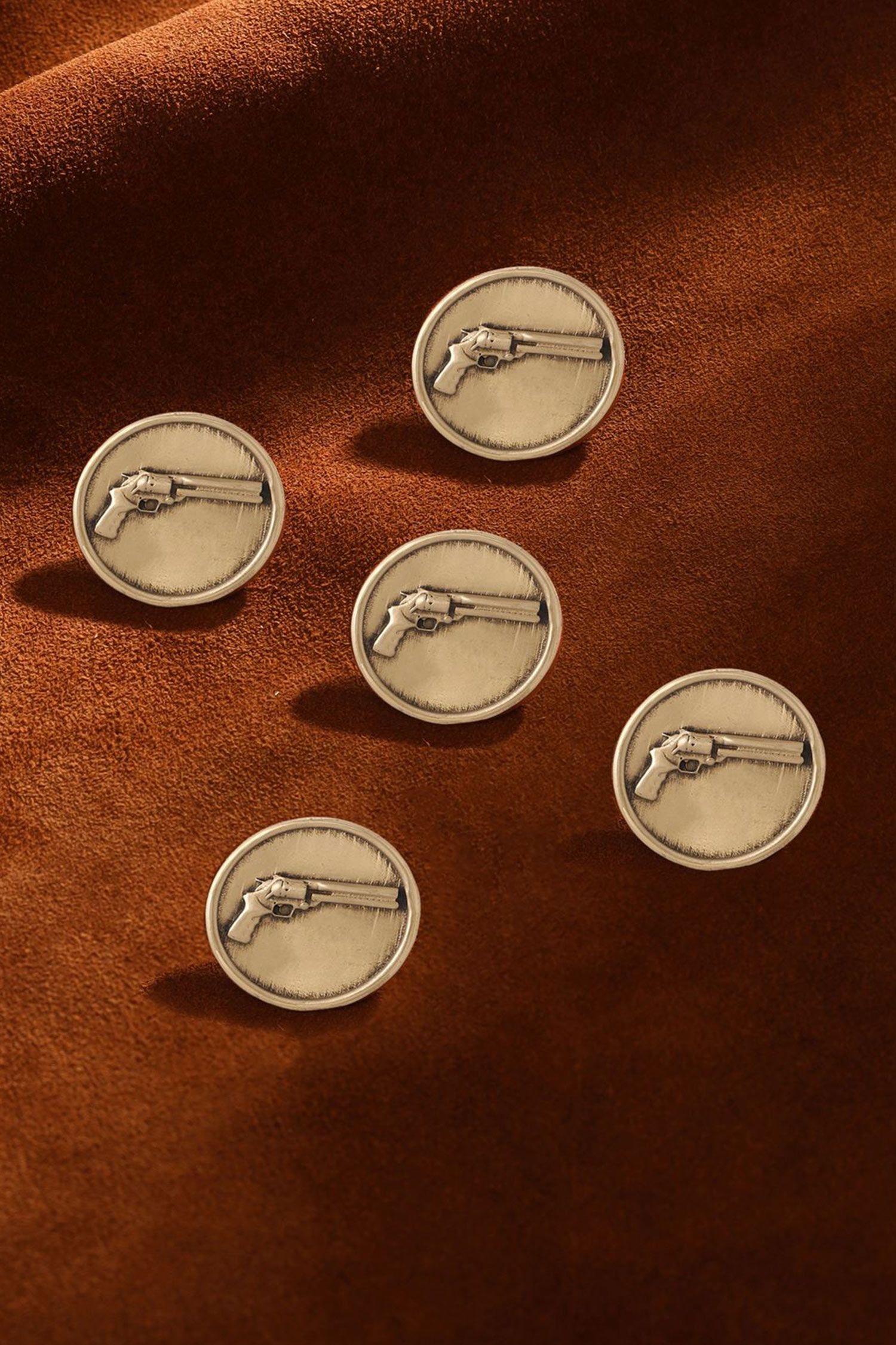 Buy Cosa Nostraa Gold Power Gun Buttons - Set Of 5 Online | Aza Fashions