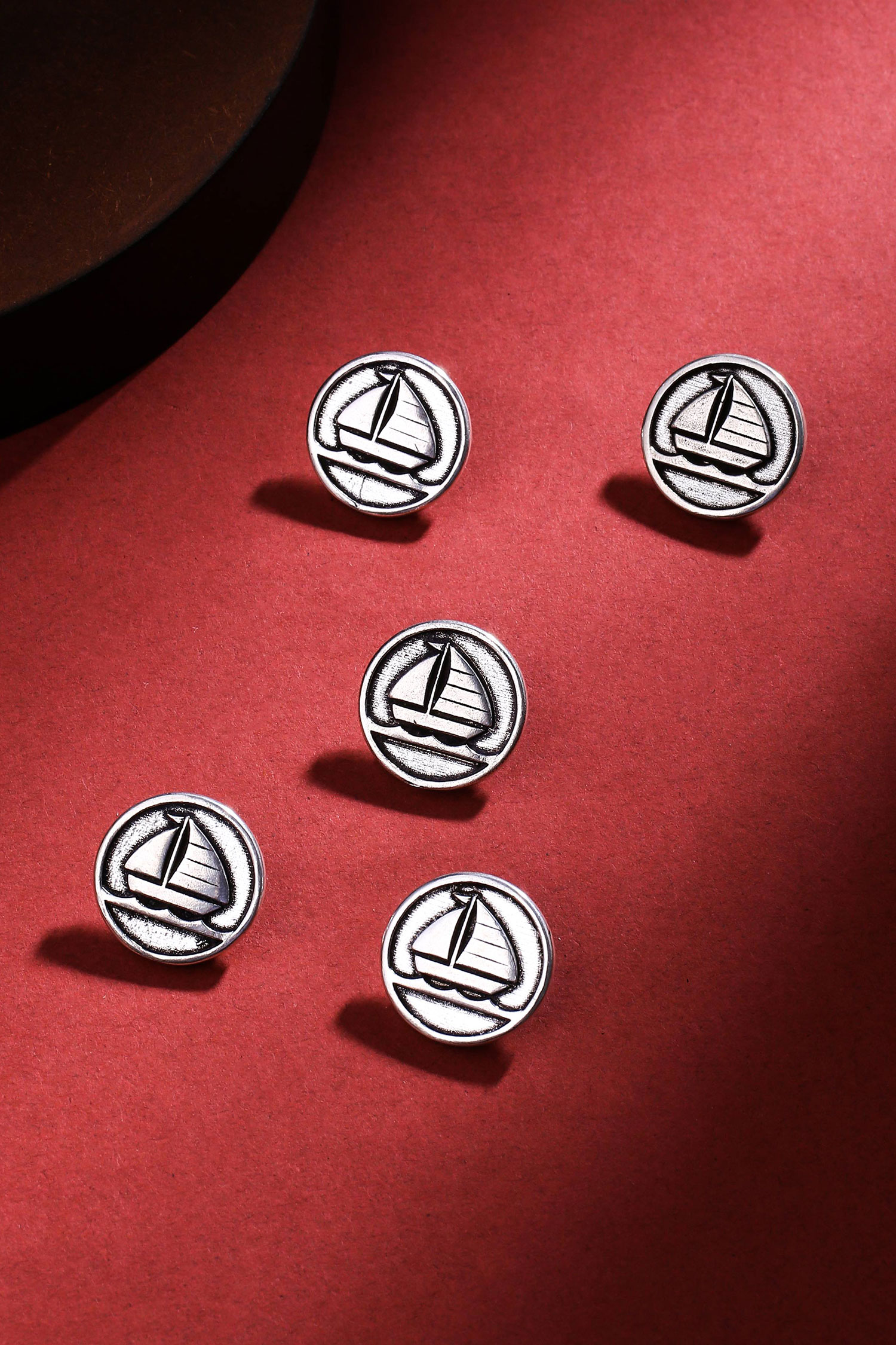 Buy Silver Sail Boat Brass Buttons - Set Of 5 by Cosa Nostraa Online at Aza Fashions.