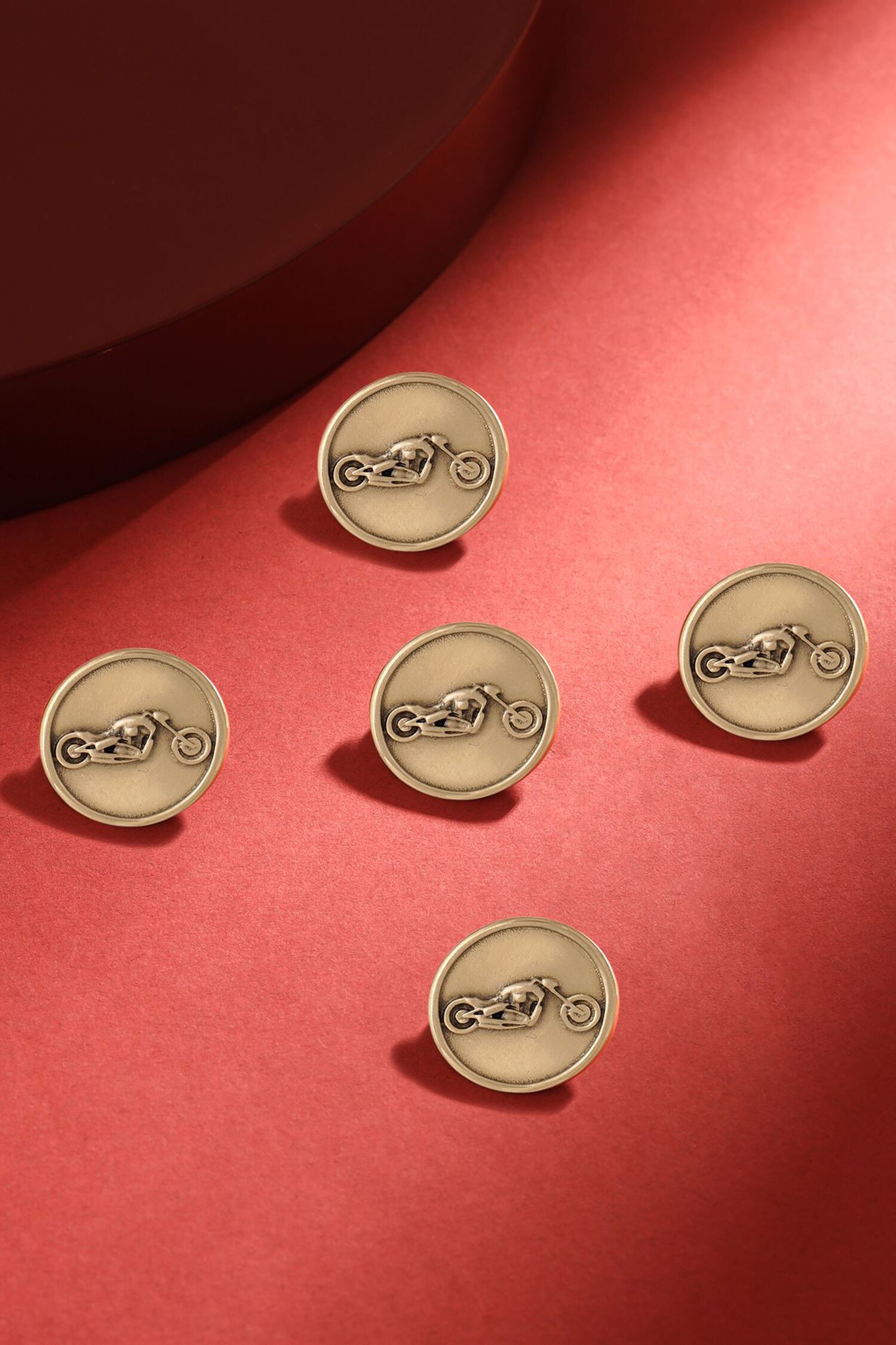 Buy Cosa Nostraa Gold Bold Biker Buttons - Set Of 5 Online | Aza Fashions
