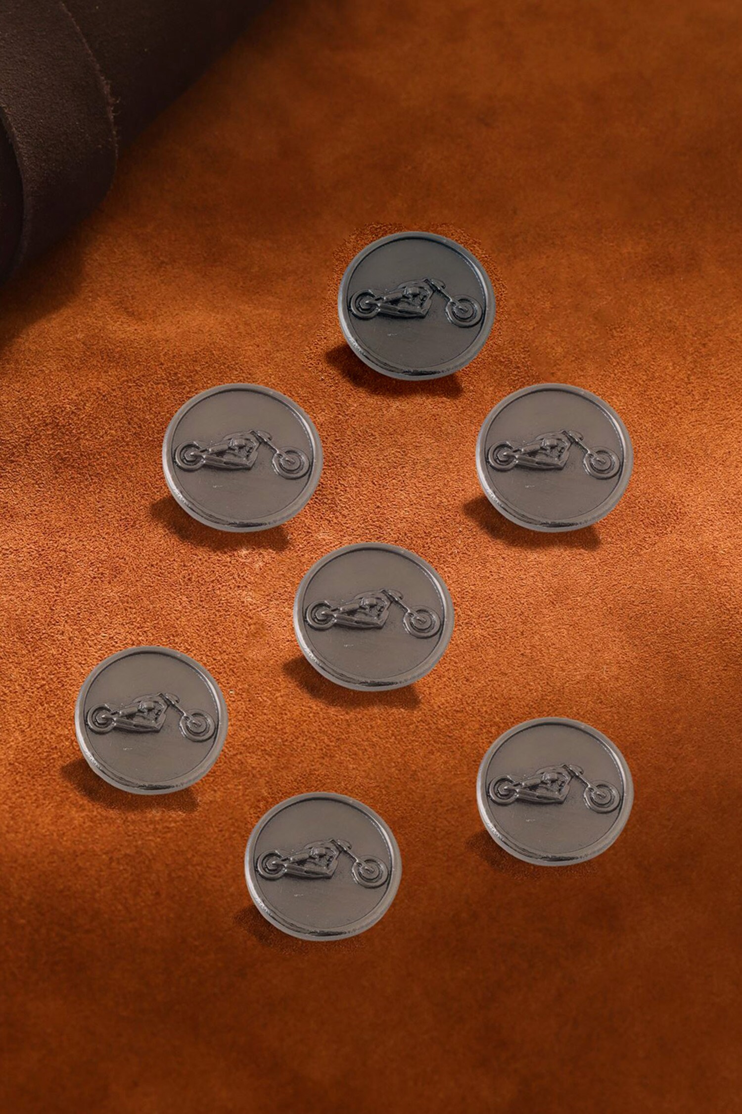 Buy Grey Bold Biker Carved Buttons - Set Of 7 by Cosa Nostraa Online at ...