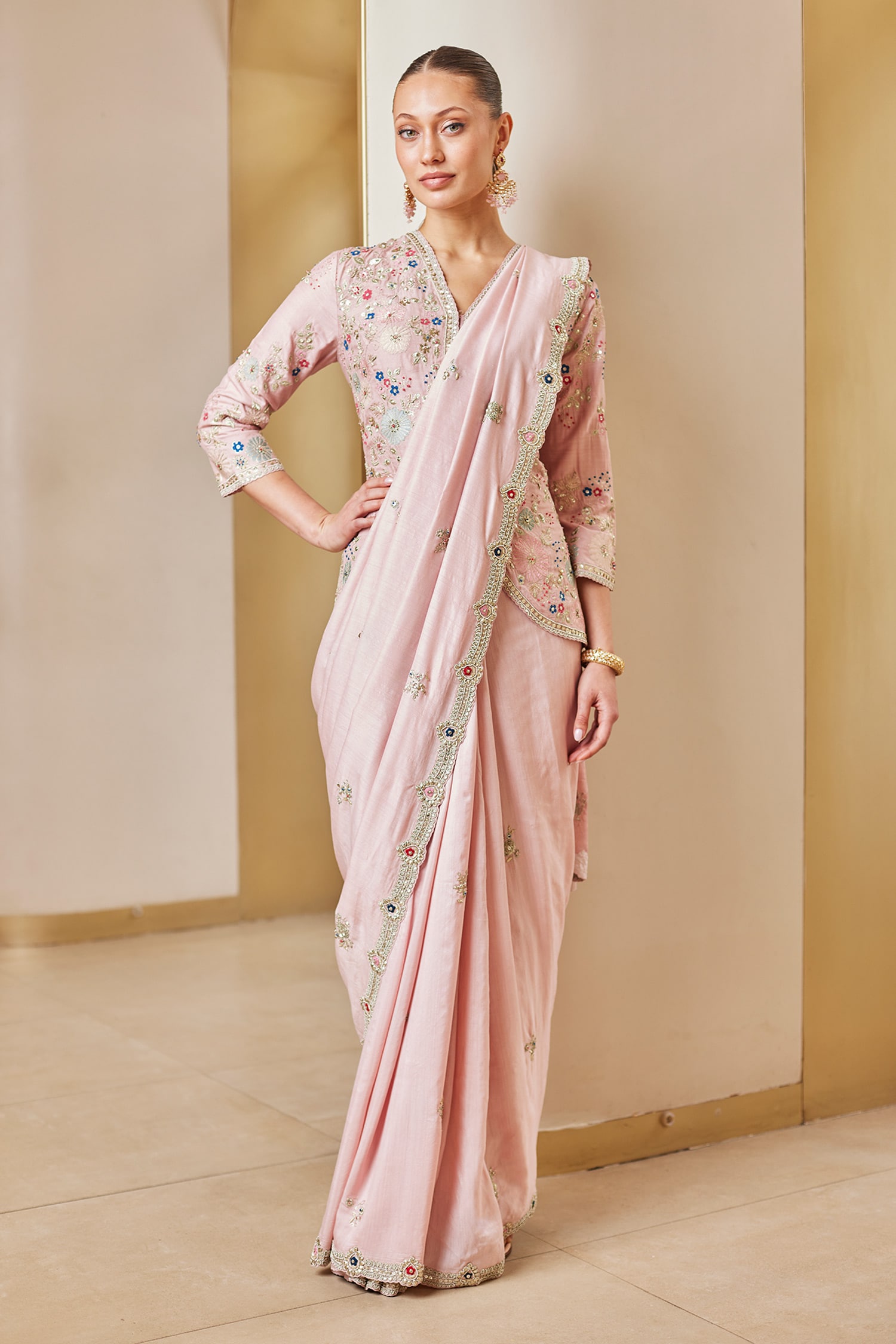 Buy Osaa by Adarsh Purple Muga Silk Soft Berry Embroidered Koti Saree ...