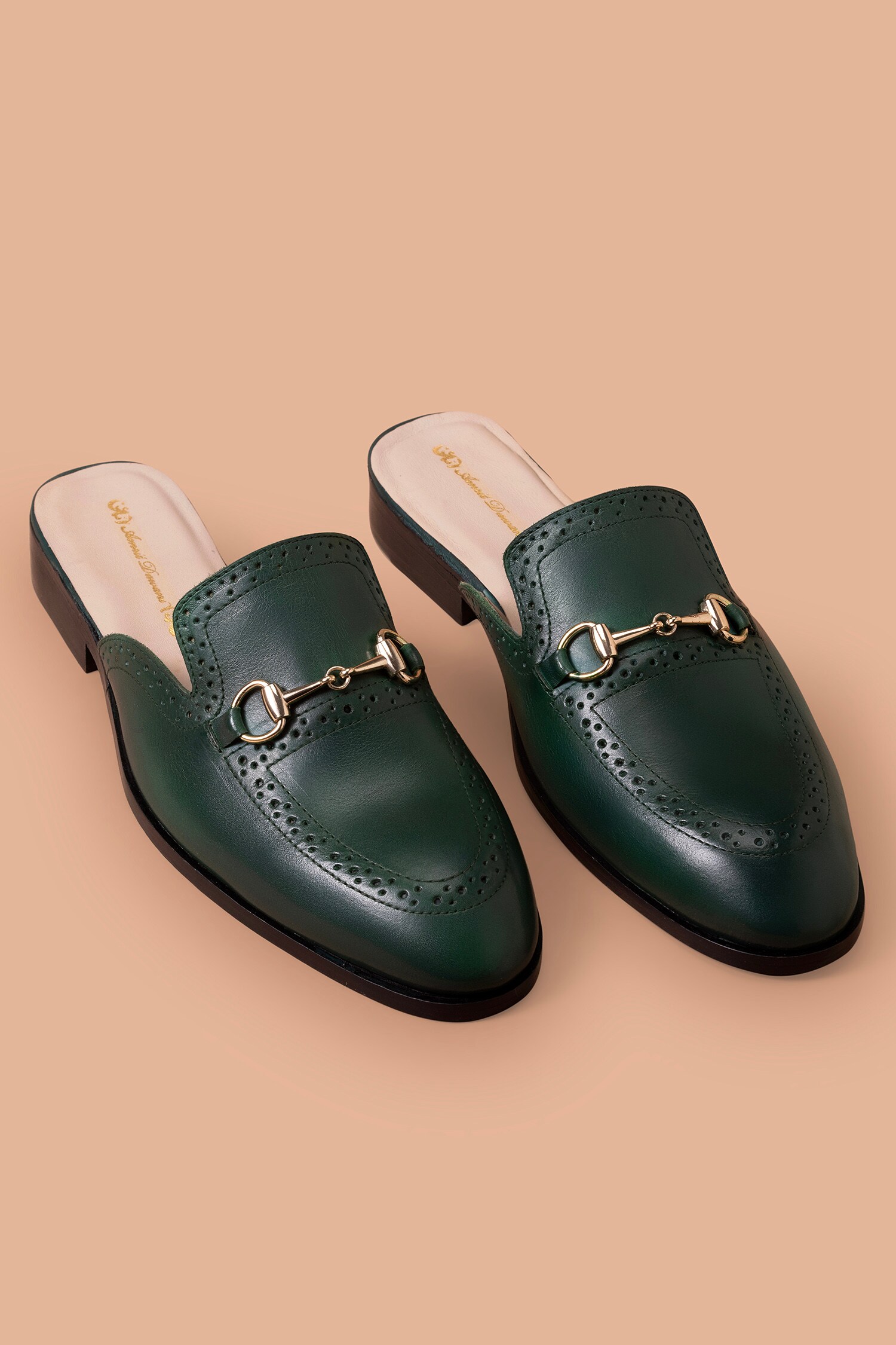 Buy Green Horsebit Mule Shoes For Men by Amrit Dawani Online at Aza ...