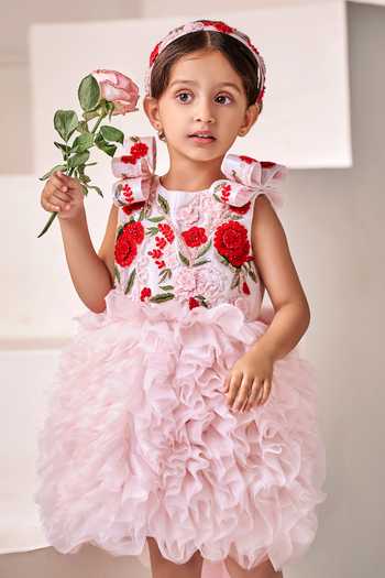 Buy Jasmine And Alaia Pink Eleanor Embroidered Ruffle Dress For Girls ...