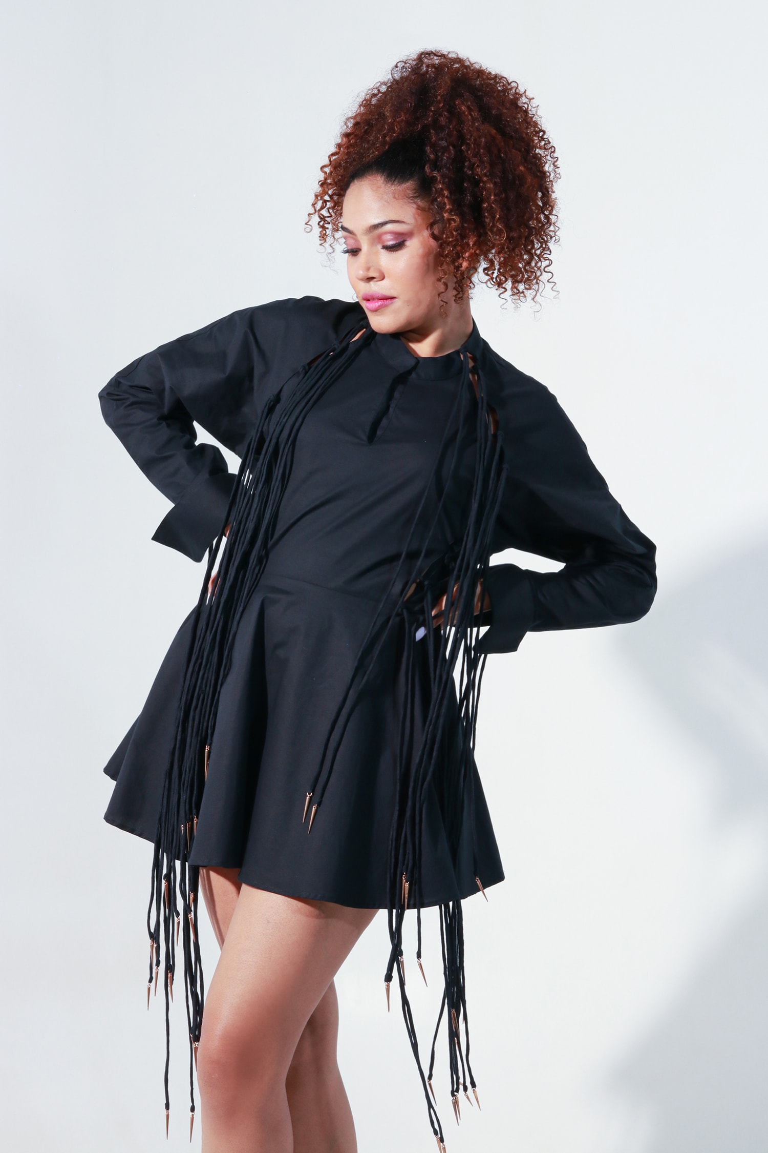 Buy Black Blended Embellished String Band Collar Top For Women by Echke ...