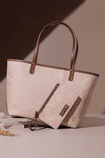 Buy Pink Geometric Leather Pattern Tote Bag by The Leather Garden ...