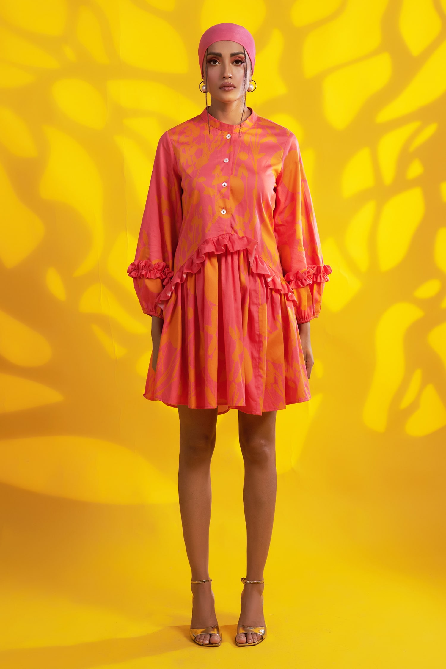 Buy Jyoti Sachdev Iyer Orange Abstract Print Dress Online | Aza Fashions