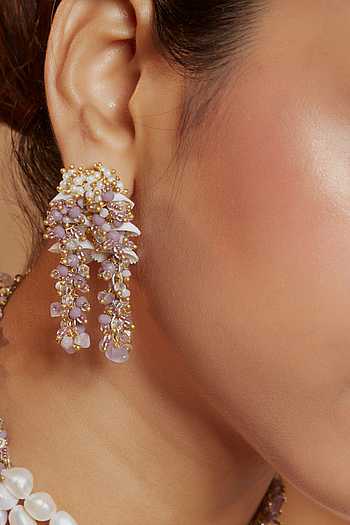 Buy Purple Shells And Stone Embellished Earrings by House of D'oro ...