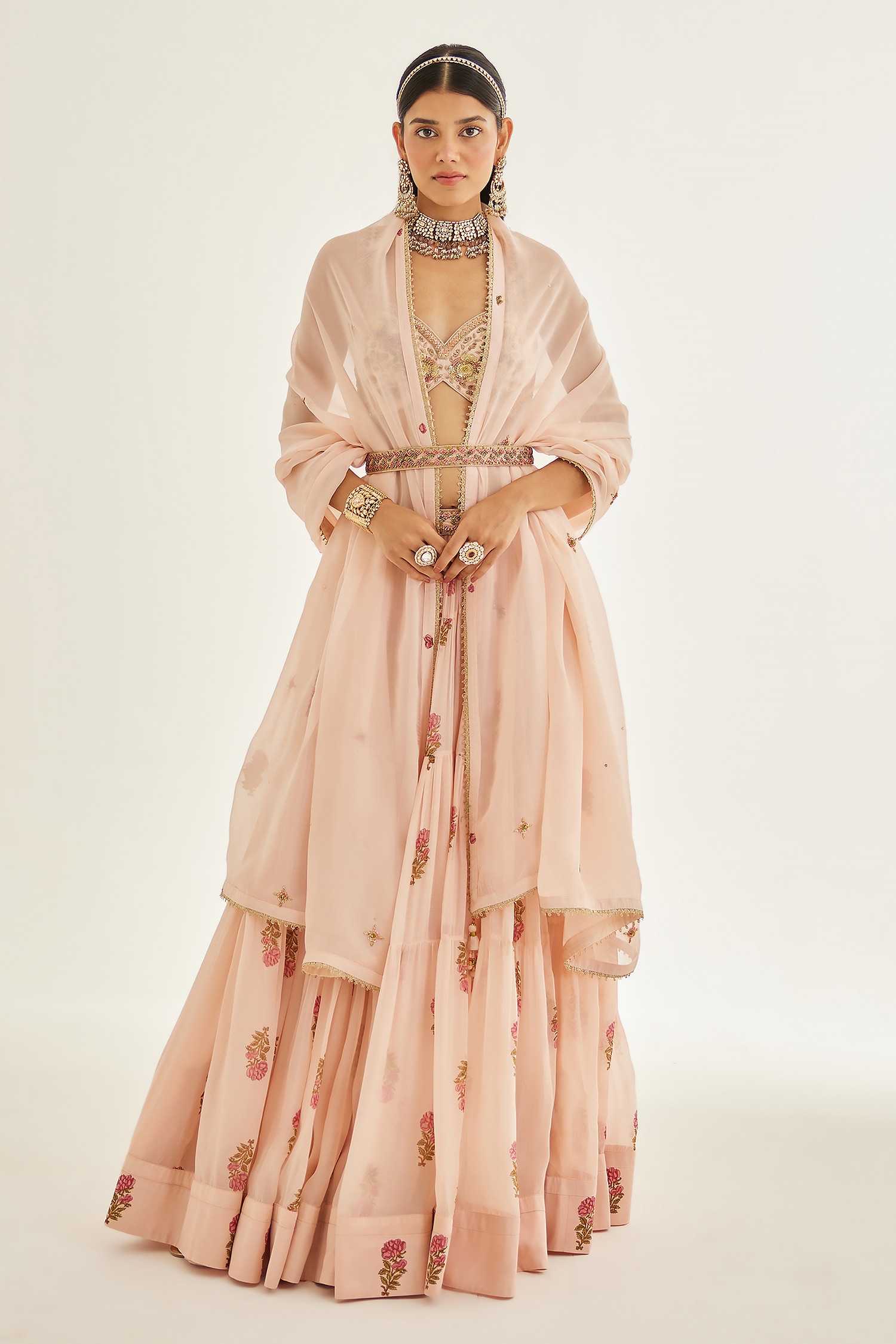 Buy Shyam Narayan Prasad Pink Modal Satin Floral Hand Block Print ...