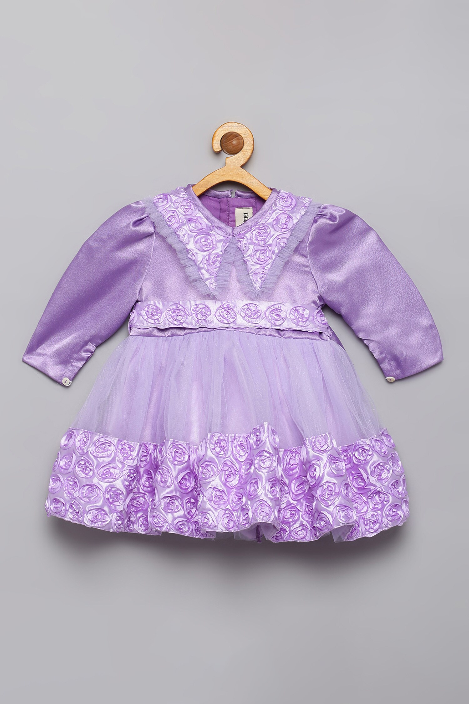 Buy Purple Fabric Embroidered Placed Pattern Dress For Girls by Tutus ...
