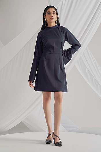 Buy Detales Blue Stella Olivia Reglan Sleeve Dress Online | Aza Fashions
