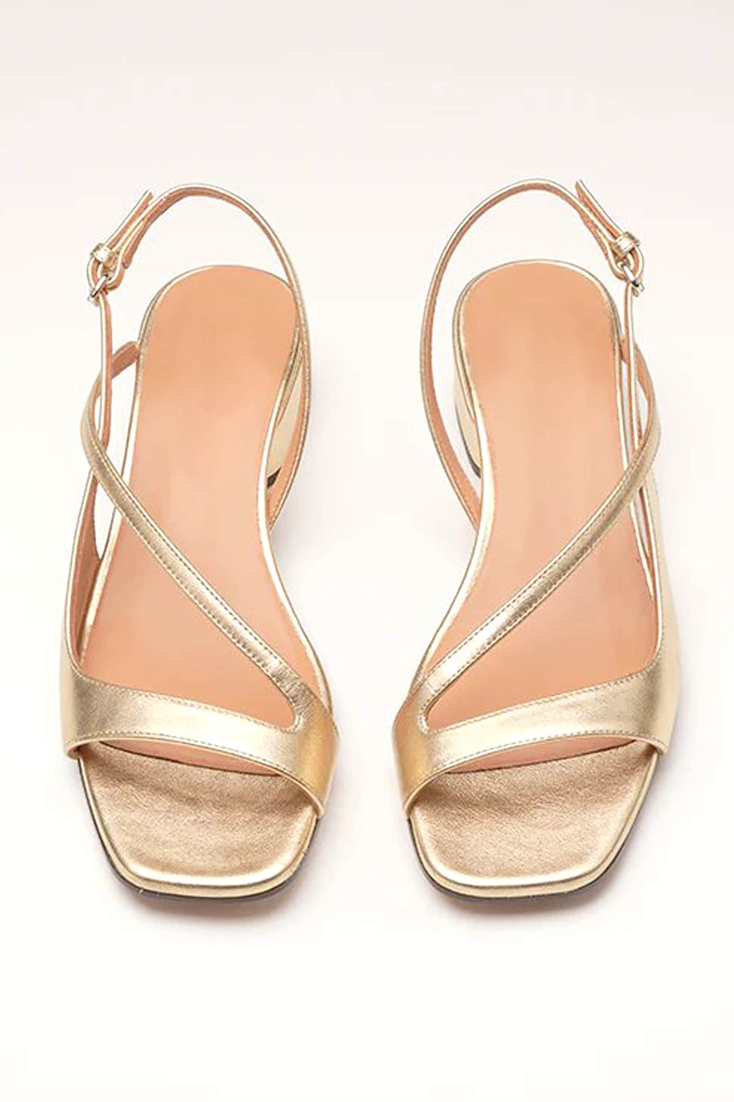 Buy Gold Sabina Geometric Cross Detail Block Heels by Sephyr Online at ...