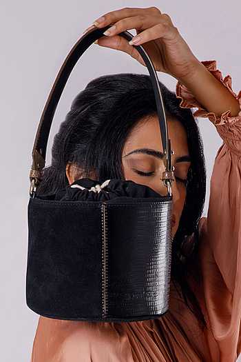 Buy X Feet Above Phoebe Textured Leather Bucket Bag Online | Aza Fashions