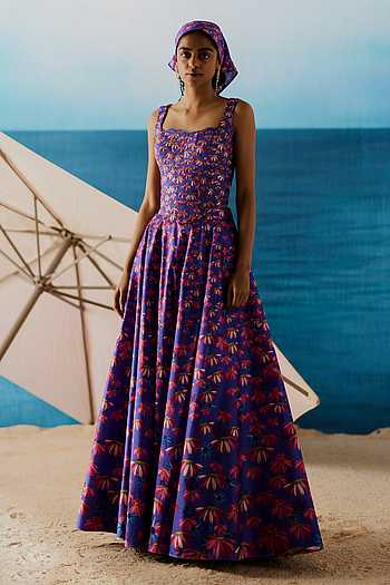 Buy Raasa Purple Georgette Chiquitita Embellished Lehenga Set Online ...