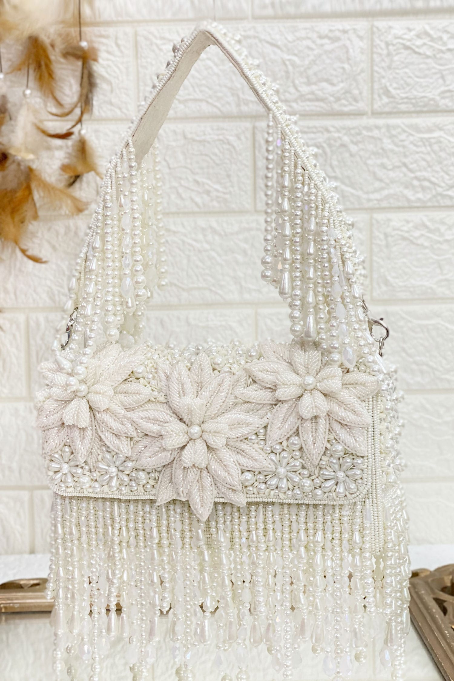 Buy White Embellished Floral Bag by Kainiche by Mehak Online at Aza ...