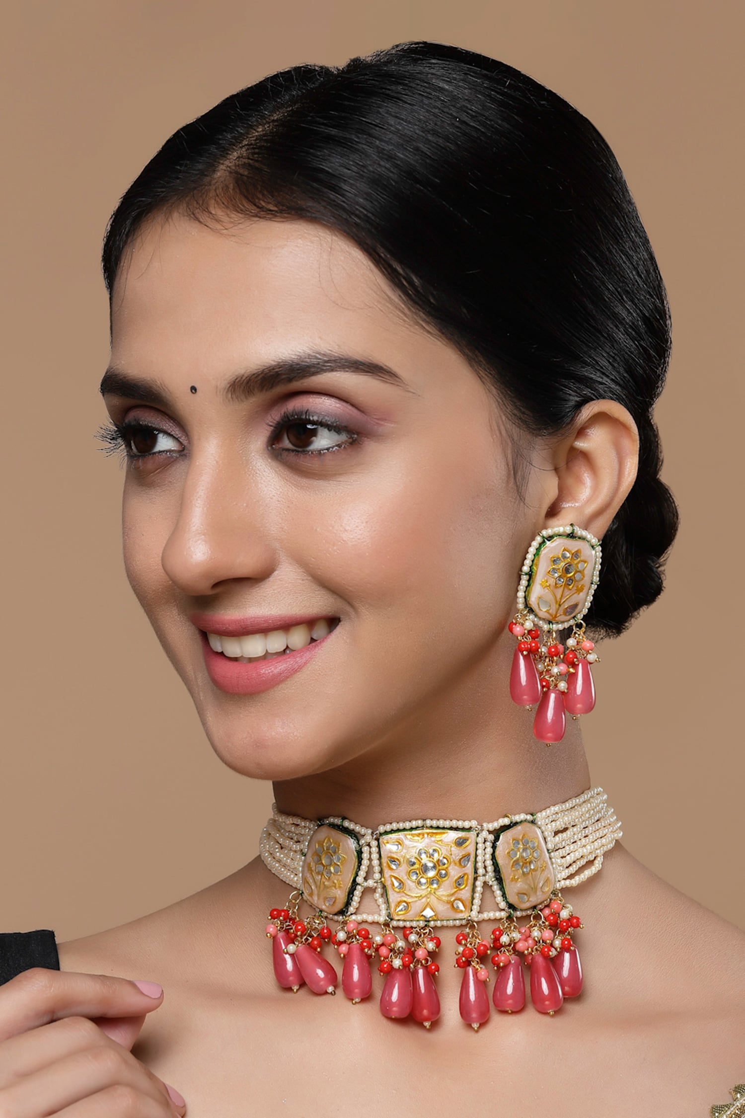 Buy Dugran By Dugristyle Meenakari Work Choker Necklace Online | Aza ...