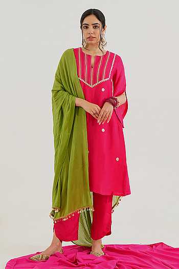 Buy Avaha Green Georgette Sudara Fulari Sequin Embroidered Dupatta ...